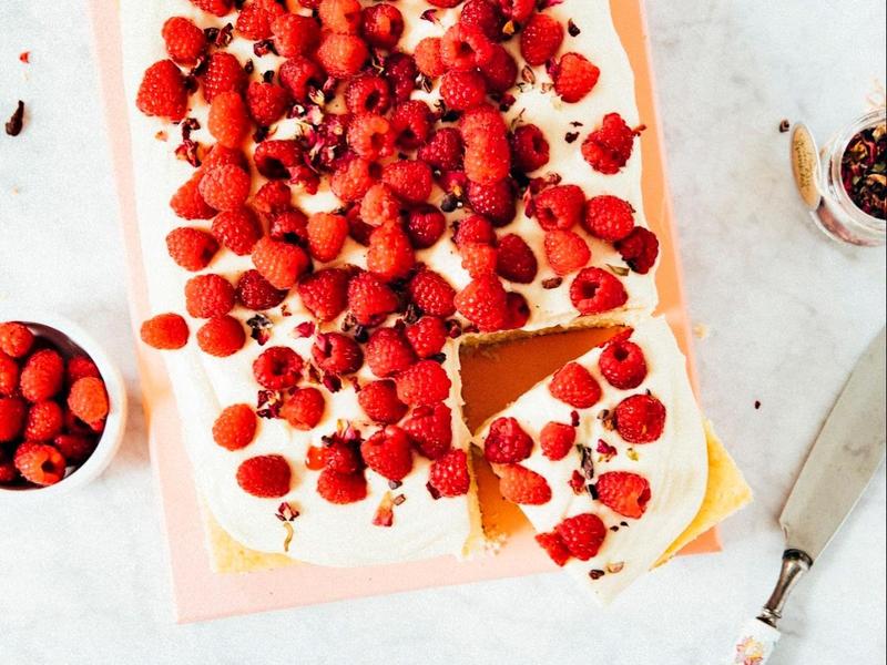White Chocolate And Raspberry Sheet Cake - Eat This Much